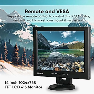 JaiHo 14 Inch LCD Security CCTV Monitor, 1024x768 4:3 Resolution Color TFT LCD Display Screen with HDMI/VGA/BNC/AV Ports for Surveillance Camera, STB and Other Video Equipment, Built-in Speaker