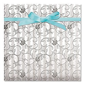 Current Pearl Stripe Swirls Jumbo Rolled Gift Wrap (1 Giant Roll, 61 sq. ft.) Peek-Proof, For Weddings, 25th Silver Anniversary Wrapping Paper