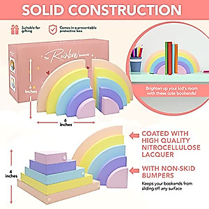 Decorably Rainbow Bookends for Kids, Book Ends for Kids Rooms, Book Ends Kids, Kids Bookends for Baby Room, Kids Book Ends to Hold Books Kids, Bookends for Baby Nursery, Baby Book Ends for Shelves