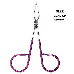 Best PROFESSIONAL Scissor TWEEZERS Great PRECISION for Facial Hair,Ingrown Hair,Fine Hair, Blackhead. LESS PAIN,Silver & Purple Men/Women with EASY SCISSOR HANDLE Expert Tools Made in MEXICO (UPDATED)