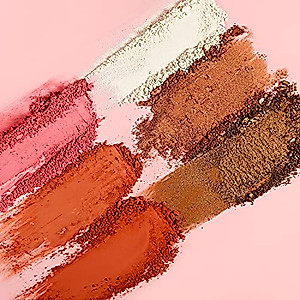 Blush Highlighter Palette, DE’LANCI 6 Color Blushes Highlighter Bronzer Makeup Palette, Natural Matte Shimmer Face Blush Illuminator Pallet, Cheek Blushing Pressed Powder Pallet for Dark Skin Black Women