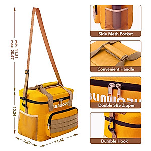 BLINWORLD Insulated Lunch Bag,Leakproof Large Lunch Cooler Bag for Adult Men Women to Work, Picnic(15L), 10.24" x 7.87" x 11.42", (Yellow or gray)