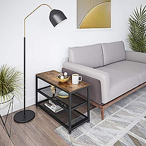 Ballucci Shoe Rack Bench, 3-Tier Shoe Rack, Entryway Shoe Organizer with Seat, Metal Storage Shelves for Hallway, Living Room, Mudroom - Rustic Brown