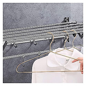 XMCX 50-80cm Laundry Drying Rack Airer -Wall Mounted - Retractable - Clothes Dryer Collapsible Folding Towel Shelf with Hooks Washing Line Easy Storage (Color : 5 Hook, Size : 80cm)