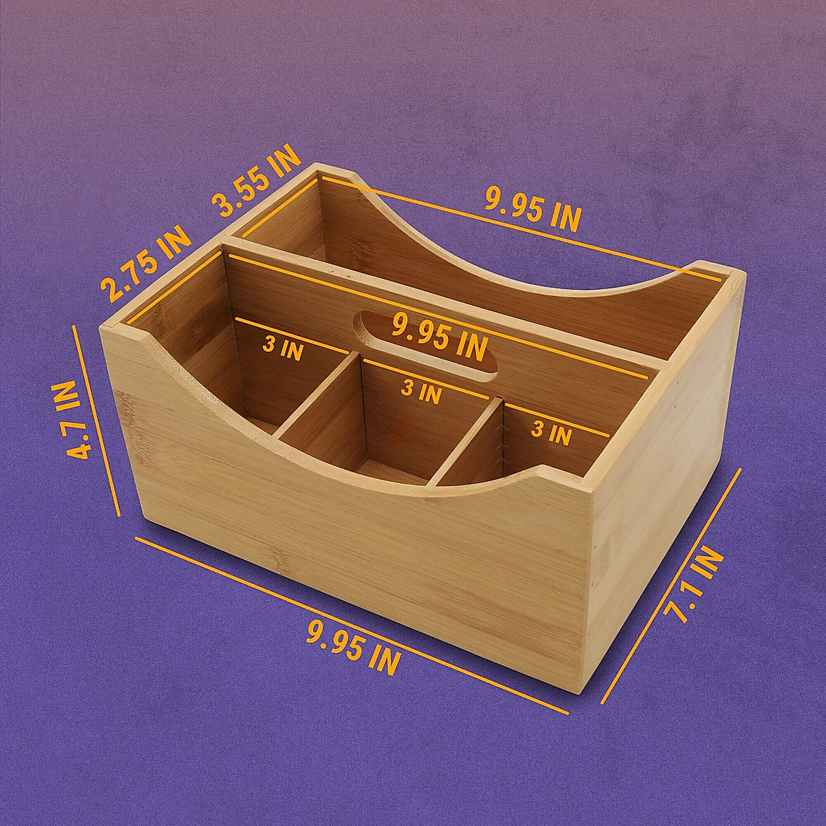 YBM HOME Bamboo Flatware Utensil Caddy with Napkin Holder and Handle, Wood Picnic Basket for Kitchen and Camping Trip, 361