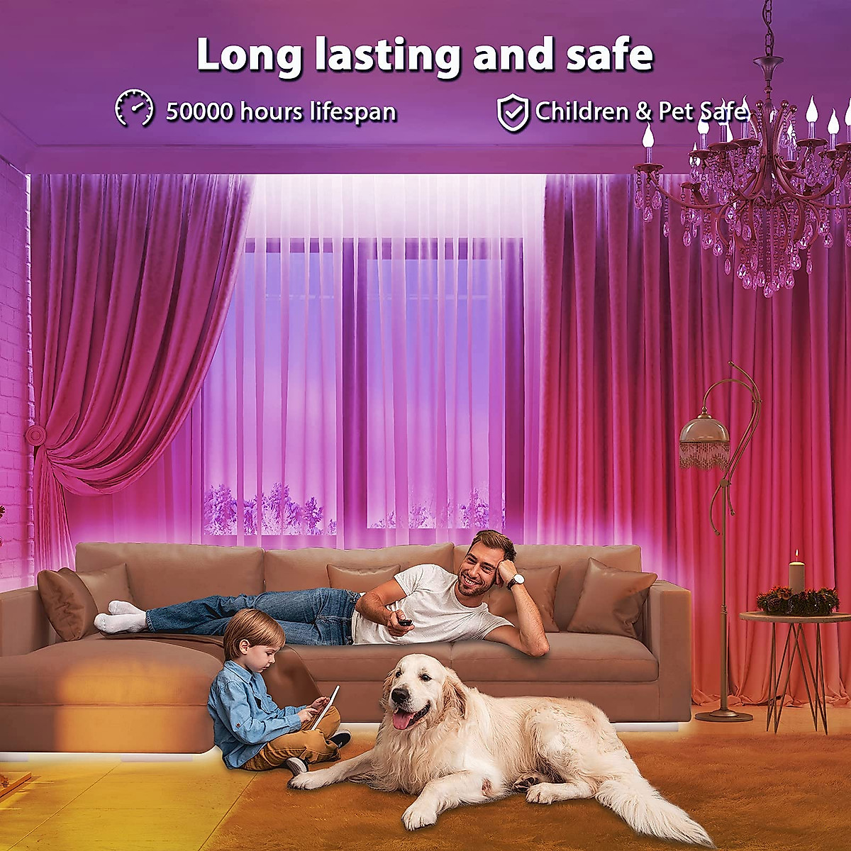 65.6 ft/20M Bluetooth LED Strip Lights, RGB 5050 LED Light Strips with Bright 300 LEDs, Sync Music Color Changing Flexible Cuttable Led Lights for Bedroom,Ceiling,Party( APP+ Remote+ Mic/32.8ftX2)