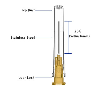 100 Pack 25 Gauge 5/8 Inch Needle, Luer Lock Industrial Dispensing Accessories Needles,Individually Wrapped