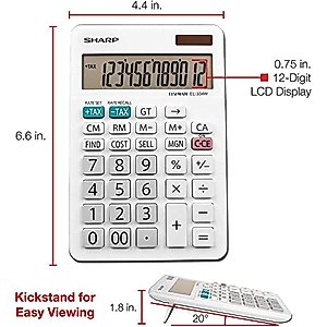 Sharp El334w El-334W Large Desktop Calculator, 12-Digit LCD
