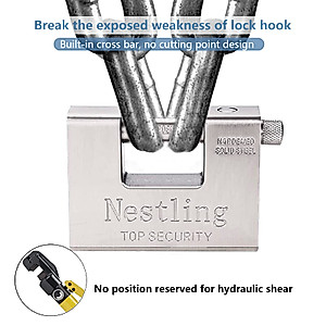 94mm Padlock with Key, High Security 5 Keys Heavy Duty 1.1 KG D-Shaped Solid Brass Outdoor Keyed Padlock - Protect Garage Door, Containers, Shed, Shutter, Gate and Warehouse