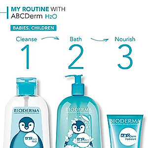 Bioderma ABCDerm H2O - Baby Skin Care - Micellar Cleansing Water for Babies and Kids, Blue, 33.8 Fl Oz