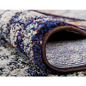 Unique Loom Vita Collection Traditional Over-Dyed Saturated Floral Medallions Area Rug, 8 x 10 ft, Navy Blue/Ivory