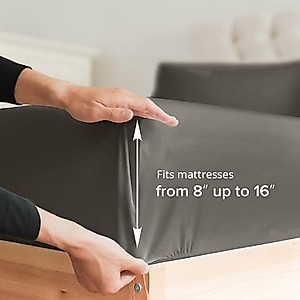 California King Size Sheet Set - Breathable & Cooling - Hotel Luxury Bed Sheets - Extra Soft - Deep Pockets - Easy Fit - 4 Piece Set - Wrinkle Free - Comfy - Dark Grey Bed Sheets - Cali King - Gray