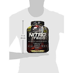 MuscleTech Whey Protein Powder | MuscleTech Nitro-Tech | Isolate & Peptides | Protein + Creatine for Muscle Gain | Muscle Builder for Men & Women | Sports Nutrition | Vanilla, 4 lb (40 Servings)