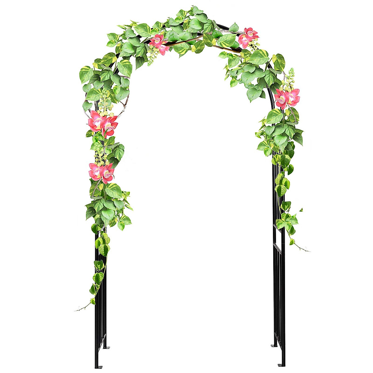 Giantex Garden Arbor, 7.2FT Wedding Arch Garden Trellis with 8 Stakes, Metal Garden Arch for Climbing Plants Vines Rose, Outdoor Archway for Wedding Bridal Party Lawn Decoration, Easy Assembly