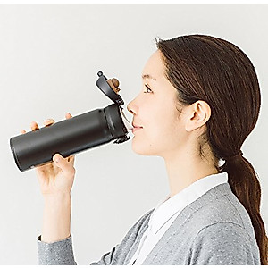 Thermos Stainless Steel Commuter Bottle, Vacuum insulation technology locks,0.5-L,ALL-Black,[one-touch open type] ,JNL-502 ALB