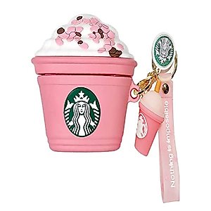 3D Cute Funny Cool Kawaii Fashion Ice Cream Cup for Airpods 2 & 1 Charging Case Pink