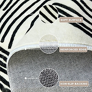 SunNewt 5x8 Rug Modern Abstract Area Rug Contemporary Striped Living Room Rug Stain Resistant Washable Rug Non-Shedding Bedroom Rug Non-Slip Low-Pile Floor Carpet for Dining Room Kitchen Home Office