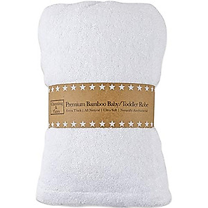 Channing & Yates Premium Boutique Toddler Robe - Organic Hooded Bathrobe Towel - Soft Towel Robe - Toddler Bath Essentials (White)