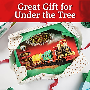 Prextex Christmas Train Set - Christmas Tree Train Set Around The Tree with Real Smoke, Music & Lights - Christmas Train Sets for Under The Tree - Train Set for Christmas Tree