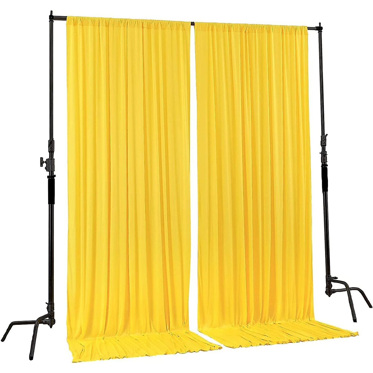 AK TRADING CO. 10 feet x 8 feet IFR Polyester Backdrop Drapes Curtains Panels with Rod Pockets - Wedding Ceremony Party Home Window Decorations - Lemon Yellow