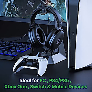 Jeecoo J100 Pro Gaming Headset - 7.1 Surround Sound, Detachable Noise Canceling Microphone, Lightweight & Ultra-Soft Cushion - for PS4 PS5 PC Switch Xbox One, Xbox Series X|S, Mobile