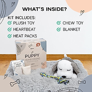 LUNA + RUFUS Heartbeat Puppy for Dogs with Blanket, Heat Packs and Chew Toy - Pet Anxiety Relief and Calming Sleep Aid - Perfect Dog Stuffed Animal for Behavioral Crate Training - Dog Toys