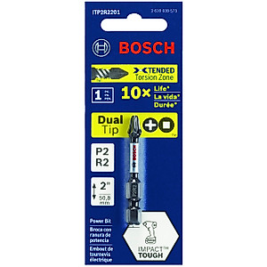 BOSCH ITP2R2201 1-Piece 2 In. Phillips/Square #2 Impact Tough Screwdriving Power Bit