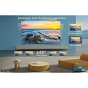 [Auto-Focus] Projector with WiFi 6 and Bluetooth:Jimveo 490 ANSI 19000L Native 1080P Outdoor Movie Projector 4k Support,Auto 6D Keystone&50% Zoom,Portable Smart Home LED Video Projector for Phone/PC