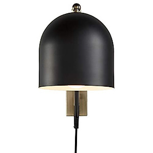 Amazon Brand – Rivet Mid-Century Swiveling Wall Sconce with Bulb, 11"H, Black and Antique Brass