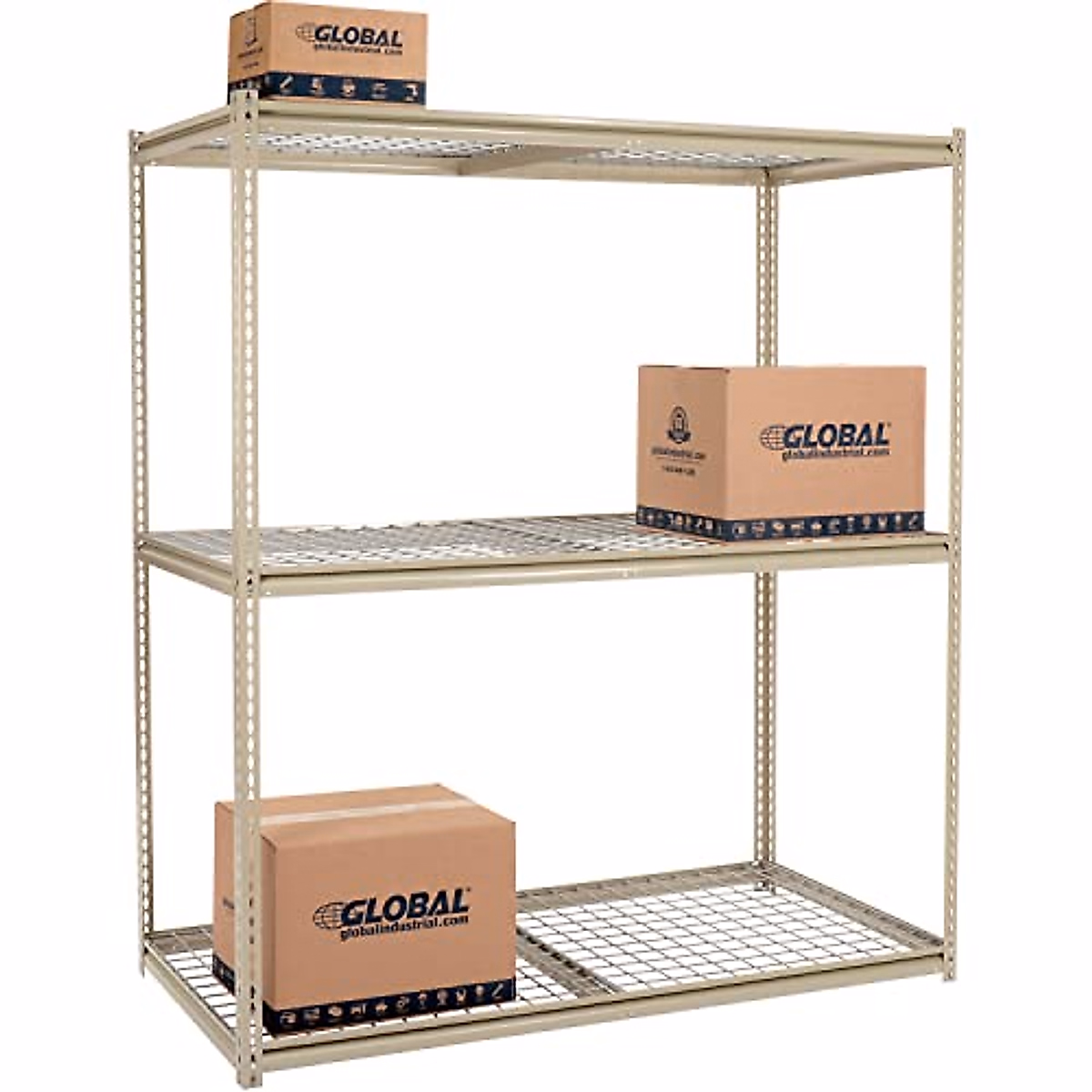 Global Industrial High Capacity Starter Rack 72x24x963 Levels Wire Deck 1000lb Per Shelf Tan