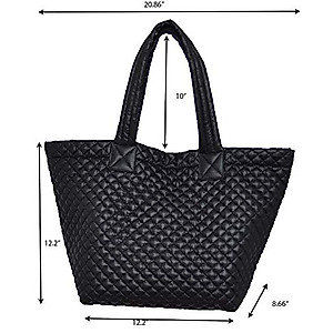 CLARANY Comfortable light weight quilted Tote bag with Pouch water repellent light Gray