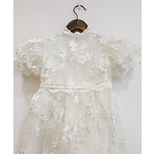 Abaowedding® Lace Christening Gowns Baby Baptism Dress Newborn Baby Dress (9 M) White