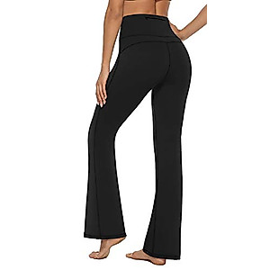 AFITNE Yoga Pants for Women Bootcut Work Pants with Pockets High Waisted Workout Bootleg Yoga Pants Flared Athletic Pants Black - 3XL