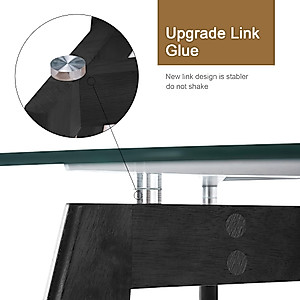 ivinta Round Glass Dining Table for 2-4 People, Modern Leisure Table with Wood Legs for Kitchen Dining Room Living Room, Space Saving, 31.5 inch RD80 (Black)