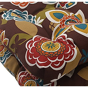 Pillow Perfect Indoor/Outdoor Annie Wicker Seat Cushion, Chocolate, Set of 2,Annie Chocolate Brown
