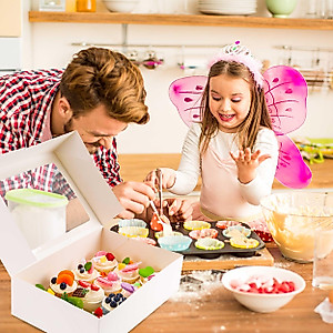 NPLUX Cupcake Boxes 6 Packs,White Dozen Cupcake Containers with Window Fit 12 Cupcakes or Muffins with Ribbon