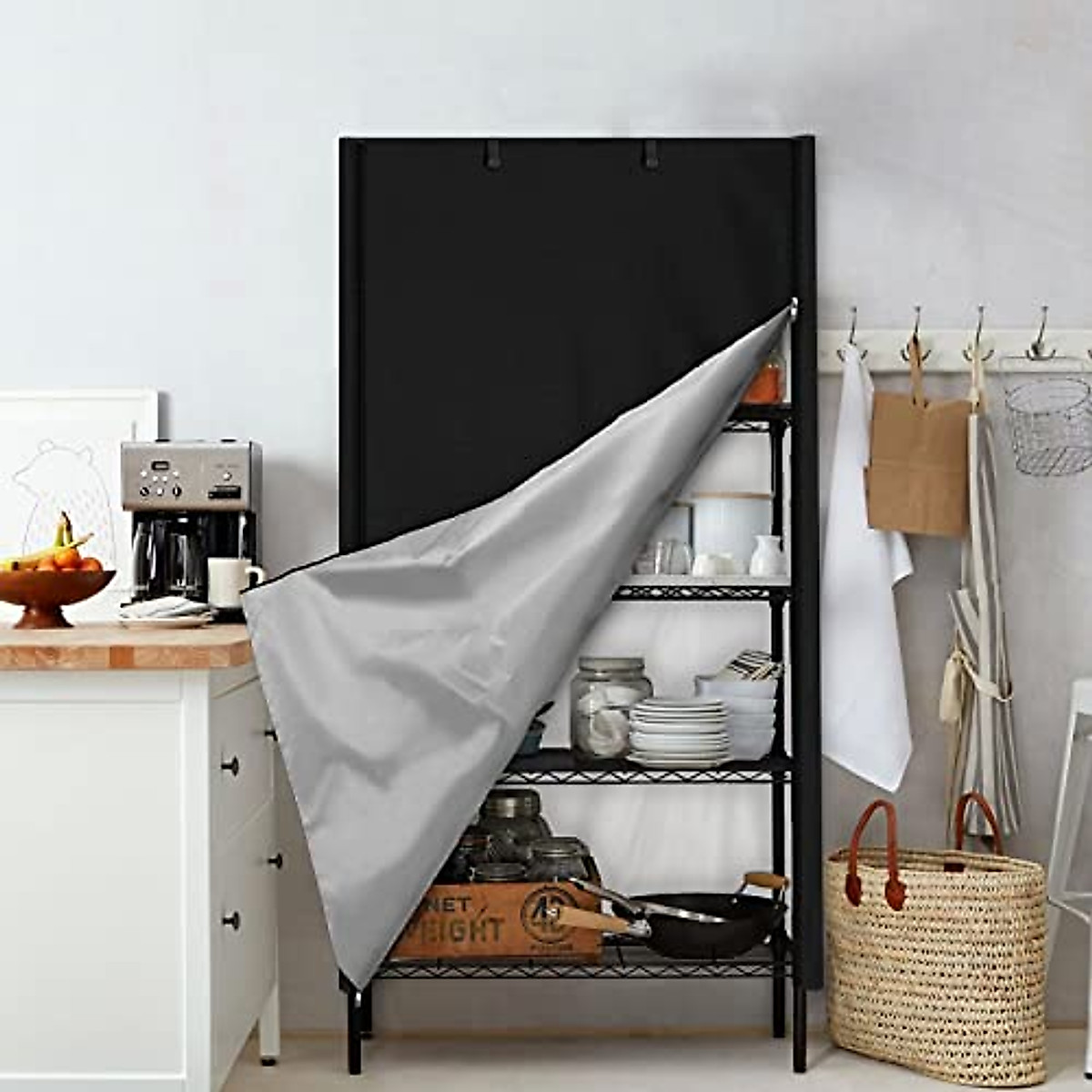 Sealcover Wire Shelving Cover Wire Rack Cover, High Density Shelf Cover W36*D18*H71, Black Storage Rack Cover Used to Cover Sundries.