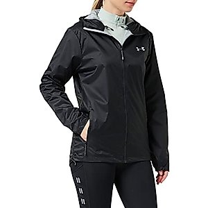 Under Armour mens Forefront Rain Jacket , Black (001)/Steel , Large