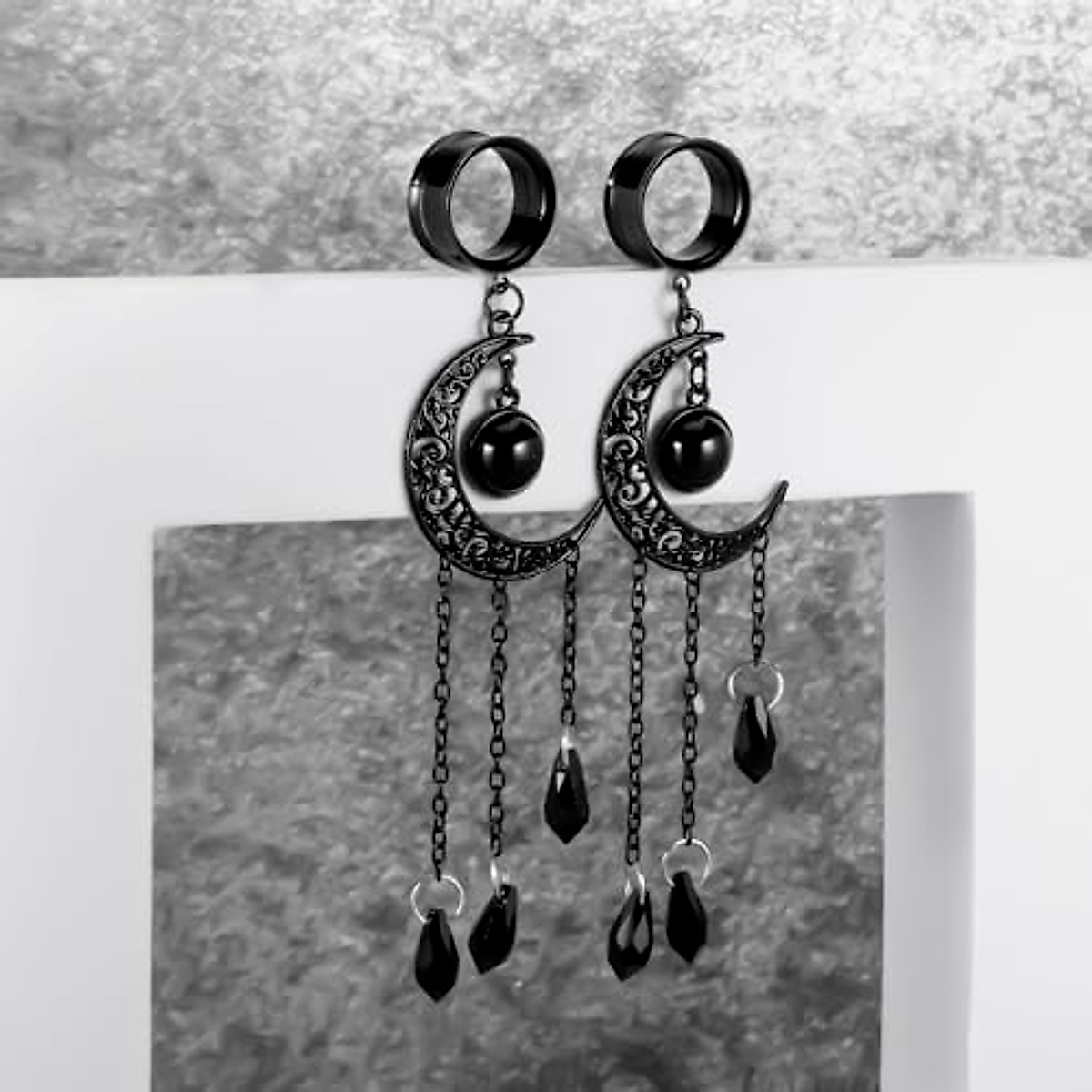 Maxbott 2PCS Stainless Steel Beautiful Flowers Ear Weights hangers for Stretched Ears Gauges Ear Plugs Tunnels Body Piercing Jewelry (6G(4mm), Silver)