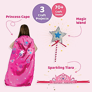 jackinthebox Princess Themed Arts and Crafts for Girls - Make a Cape, Tiara and Wand, Best Gift for Girls Ages 5 6 7 8 Years, 3 Craft Projects in 1 Box..