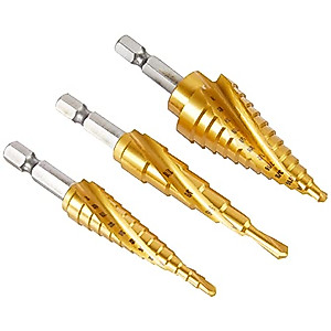 Amazon Brand - Denali 3-Piece Step Drill Bit Set, 1/8-1/2", 3/16-1/2", 3/16-7/8"