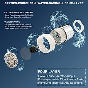 Edulnke 1080° Swivel Faucet Extender, Multifunctional 1080 Degree Rotating Robotic Arm Extension Faucet Aerator, Bigger Angle Splash Filter Faucet Extender Universal Model for Kitchen/Bathroom Sink