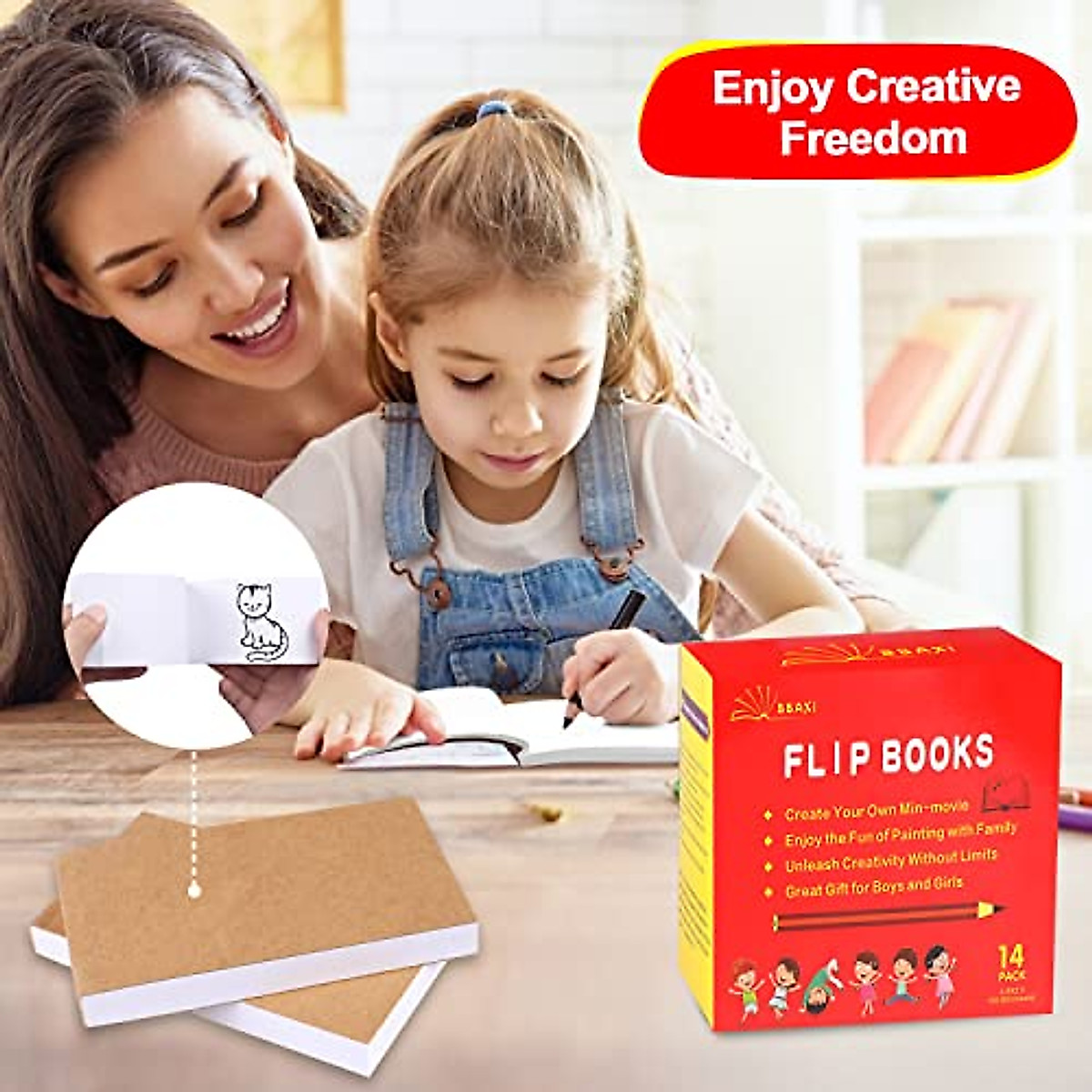 14 Pack Blank Flipbooks, 840 Sheets (1680 Pages) Flip Book Paper for Animation, Sketching and Cartoon Creation, 120GSM No Bleed Drawing Paper and Sewn Binding (4.5" x 2.5")