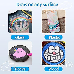 DEYONI 12 Colors Acrylic Paint pens for kid 0.7mm,Extra Fine Paint Pens Acrylic Markers Canvas, Rock Painting, Wood, Fabric, Ceramic, Stone, Metal,art supplies