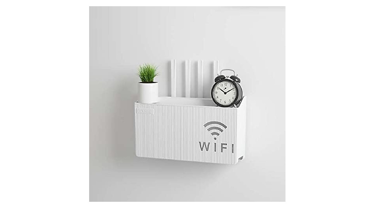Wall Mounted WiFi Router Shelf - Stylish Cable Storage
