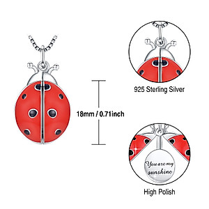 JUSTKIDSTOY Ladybug Necklace 925 Sterling Silver Locket Necklace Ladybug Jewelry Gifts for Women Gifts