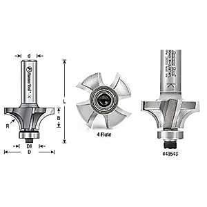 Amana Tool - 49527 Carbide Tipped Corner Round 1/4 Radius x 7/8 Dia x 1/2 x 1/4" Shank