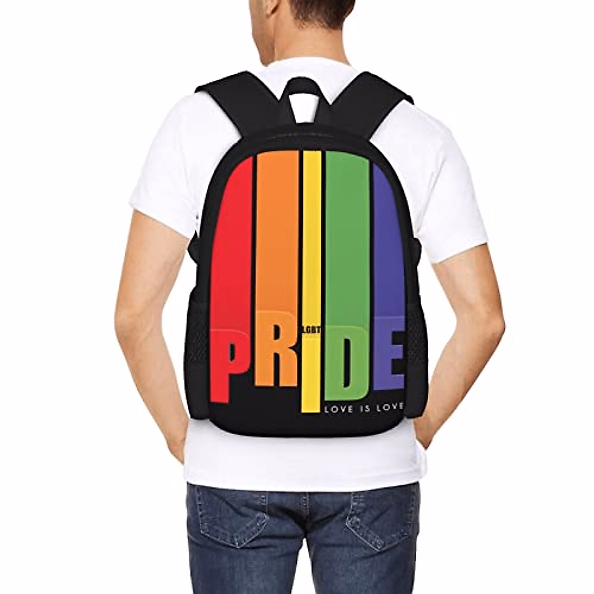 ALIFAFA Lightweight Gay Pride Rainbow Bisexual LGBT School Bag Casual Daypack College Laptop Backpack for Men Women Water Resistant Travel Rucksack for Sports High School Middle Bookbags, 17 Inch