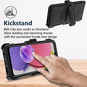 Covrware Aegis Series Case for Samsung Galaxy A03S, Full-Body Rugged Dual-Layer Shockproof Protective Swivel Belt-Clip Holster Cover with Built-in Screen Protector, Kickstand, Black