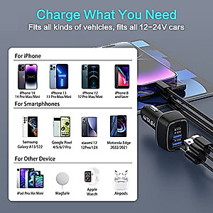 USB C Car Charger,Car Charger NITASA 90W 3 Ports PD 3.0 & QC 30W (PPS) LED Type C Cigarette Lighter Fast Charging Adapter for iPhone 14/14 Pro/13/12 Pro Max,iPad,Samsung S22/S21/S23,Pixel 7 6 Pro